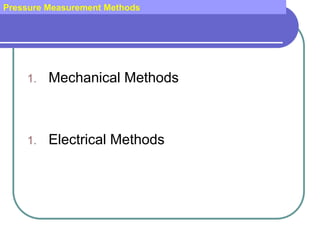 Engineering Metrology - Pressure Measurement | PPT