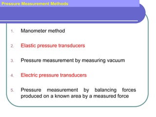 Engineering Metrology - Pressure Measurement | PPT