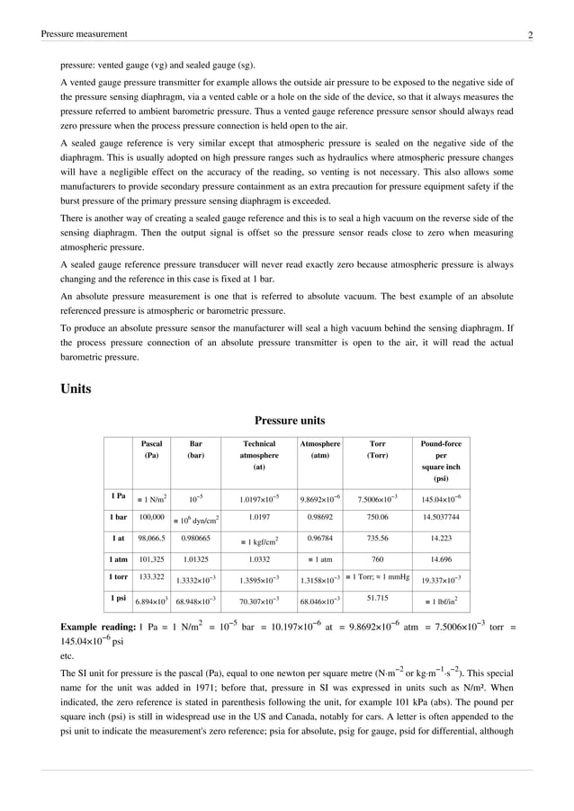 Pressure measurement | PDF