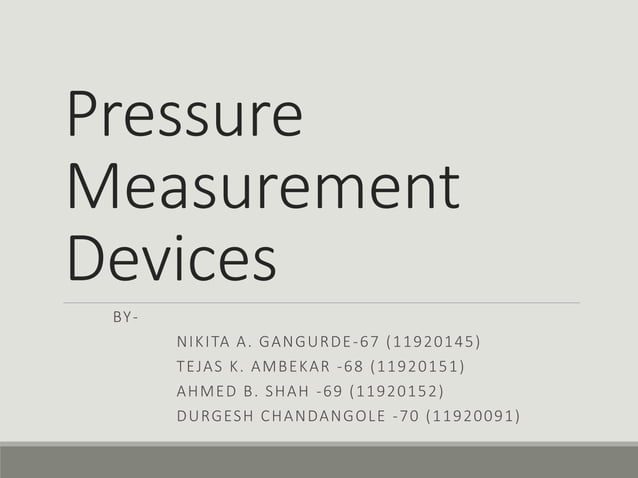 Pressure measurement devices | PPTX
