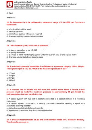 Pressure measurement MCQ | PDF