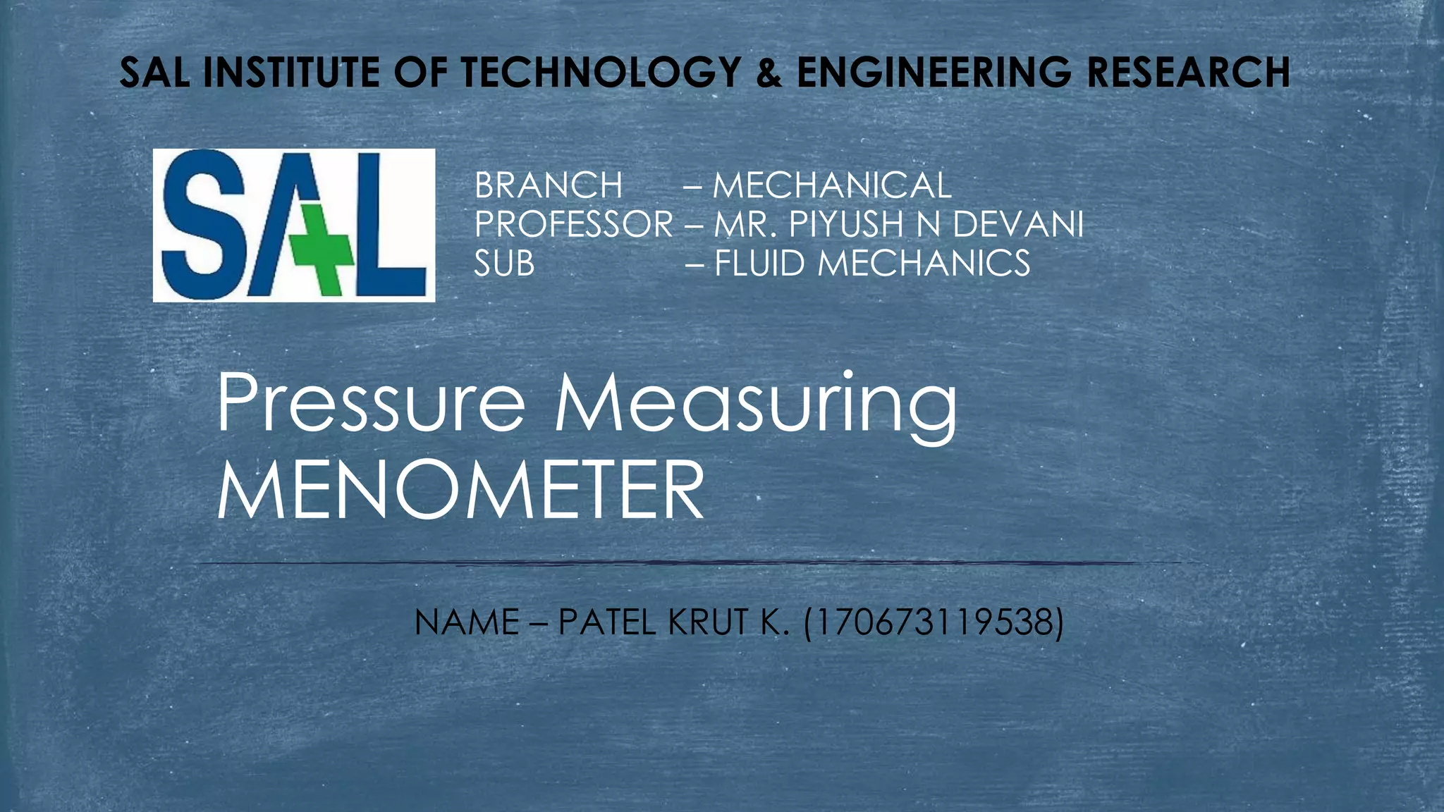 Pressure measuring Devices (MENOMETER ) | PPT
