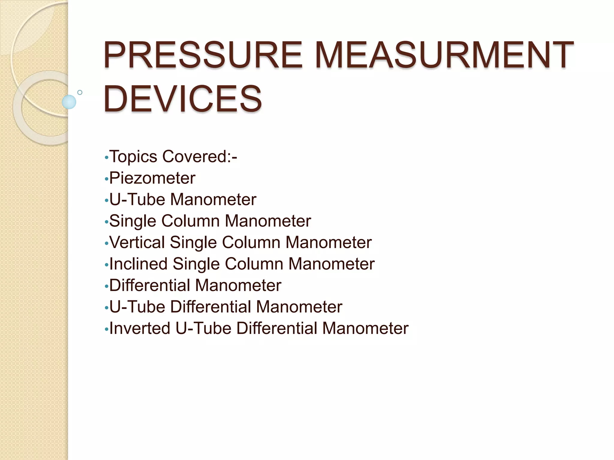 Pressure measurment devices | PPT