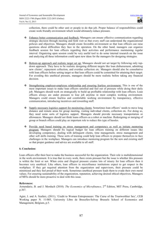 Pressure on loan officers in microfinance institutions an ethical ...