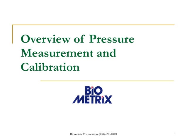 Pressure Overview Of Measurement And Calibration | PPT | Physics | Science