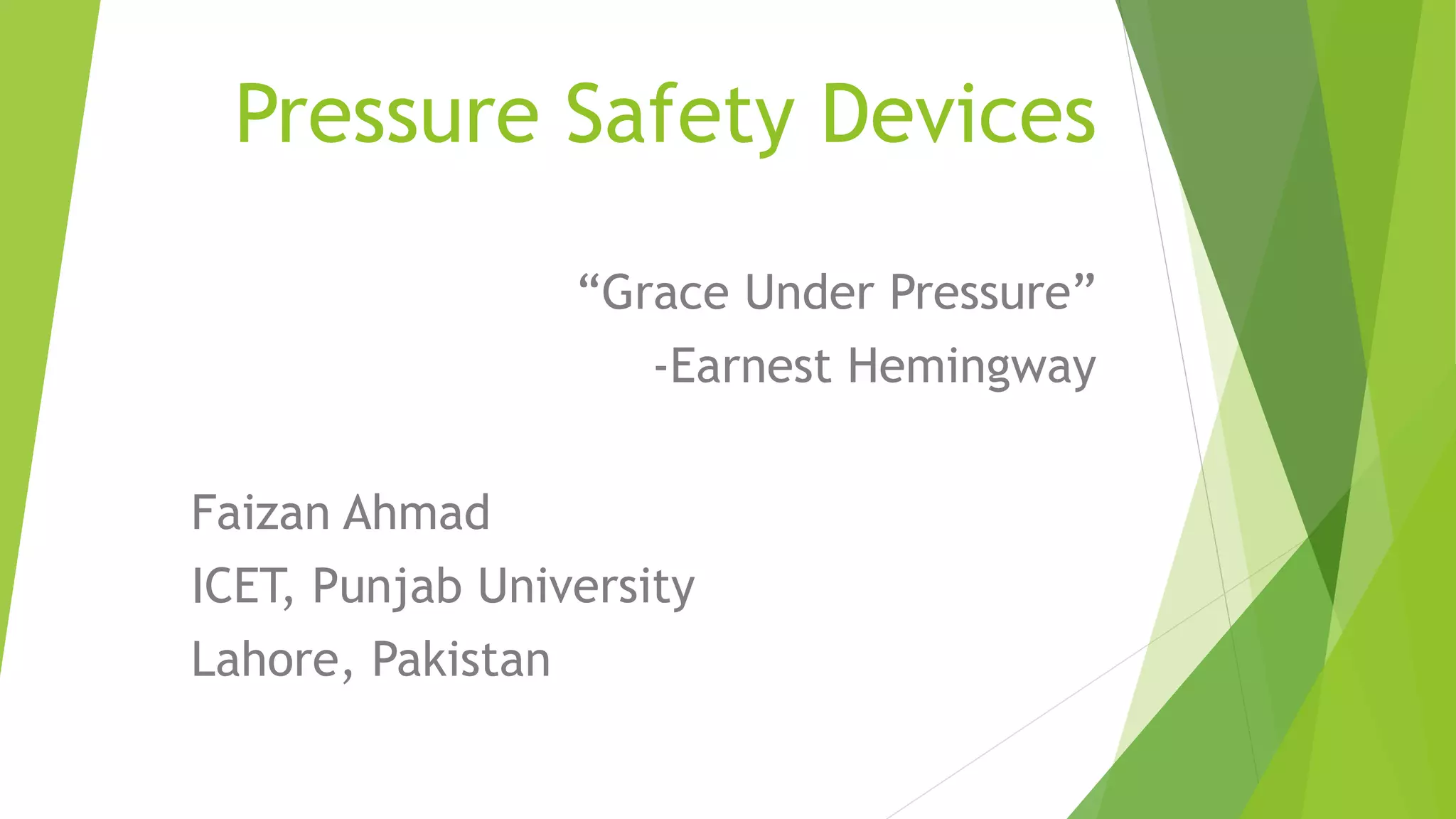 Pressure safety devices | PPTX