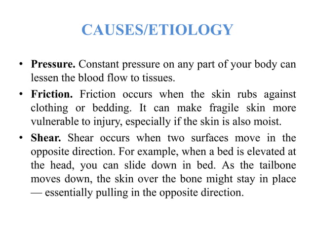 Pressure sore or bed sore or decubitus ulcer ppt | PPTX | Skin and ...