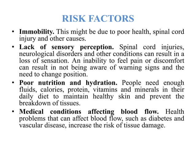 Pressure sore or bed sore or decubitus ulcer ppt | PPTX | Skin and ...