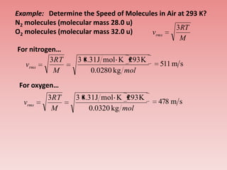Pressure, temperature and ‘rms’ related to kinetic model | PPTX