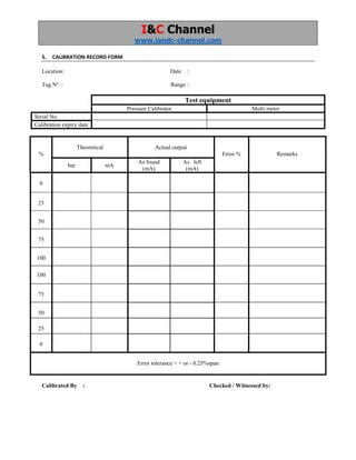 Pressure transmitter calibration procedure | PDF