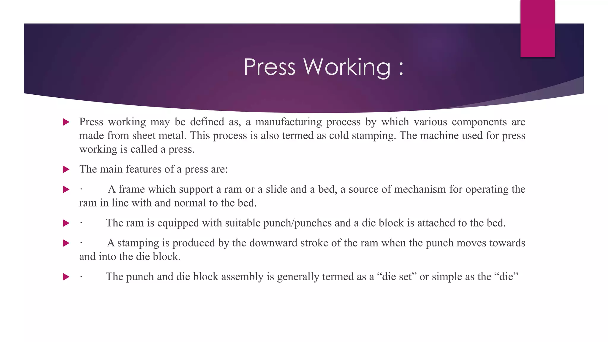 Press work operations(Metal Sheet Operations) | PPTX