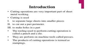 Press work operations(Metal Sheet Operations) | PPTX