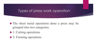 Press work operations(Metal Sheet Operations) | PPTX