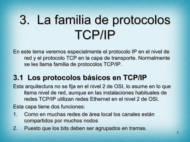 La familia de protocolos TCP/IP | PPT