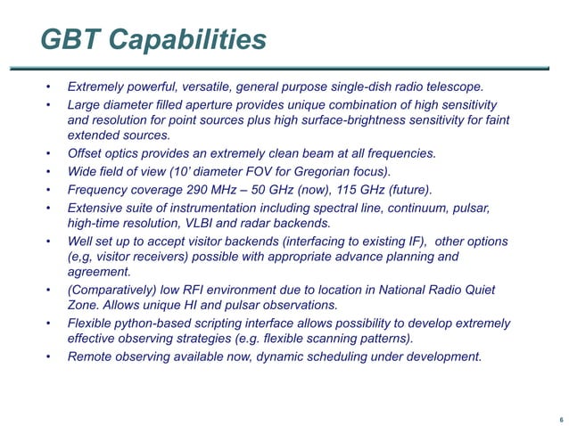 Prestage_GBTOverviewPerformance power point presentation | PPT