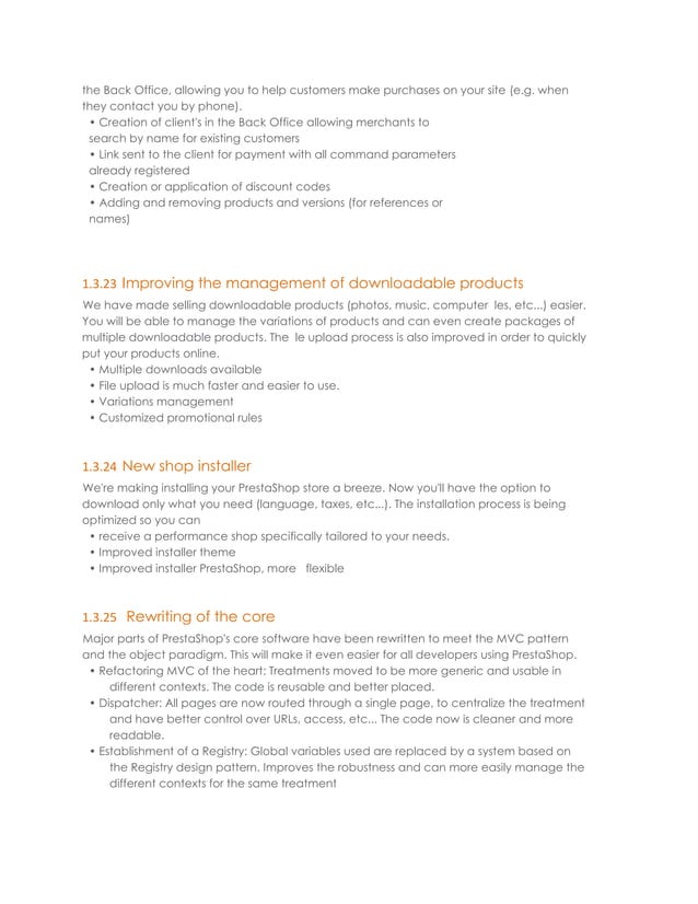 PrestaShop features, demo and RetailOn extensions | PDF