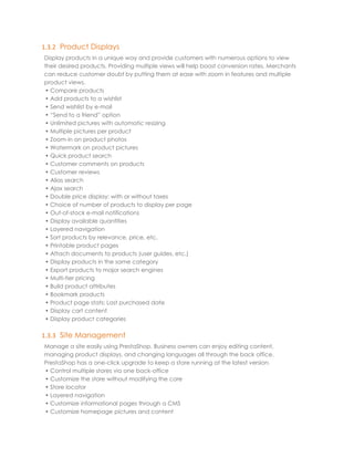 PrestaShop features, demo and RetailOn extensions | PDF