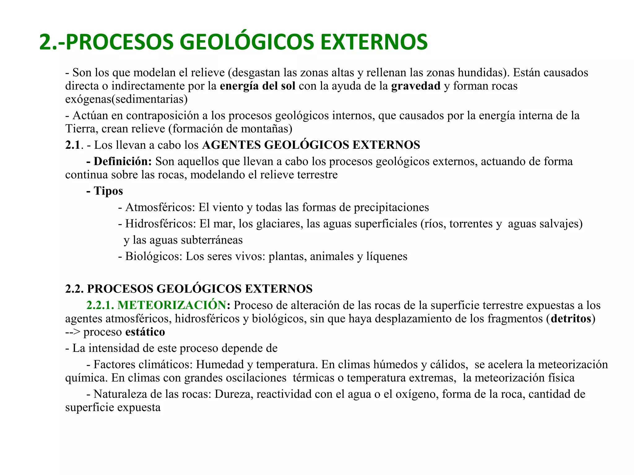 Procesos geológicos externos(18-19) | PPT