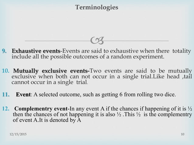 probability ,and its terminologies full description | PPT