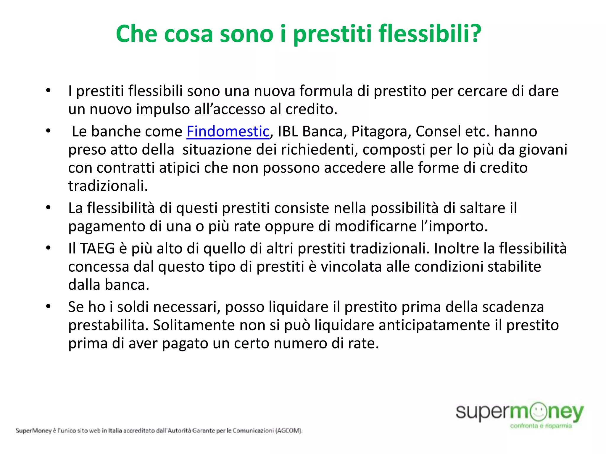 Prestiti flessibili, cosa sono e come funzionano | PPT