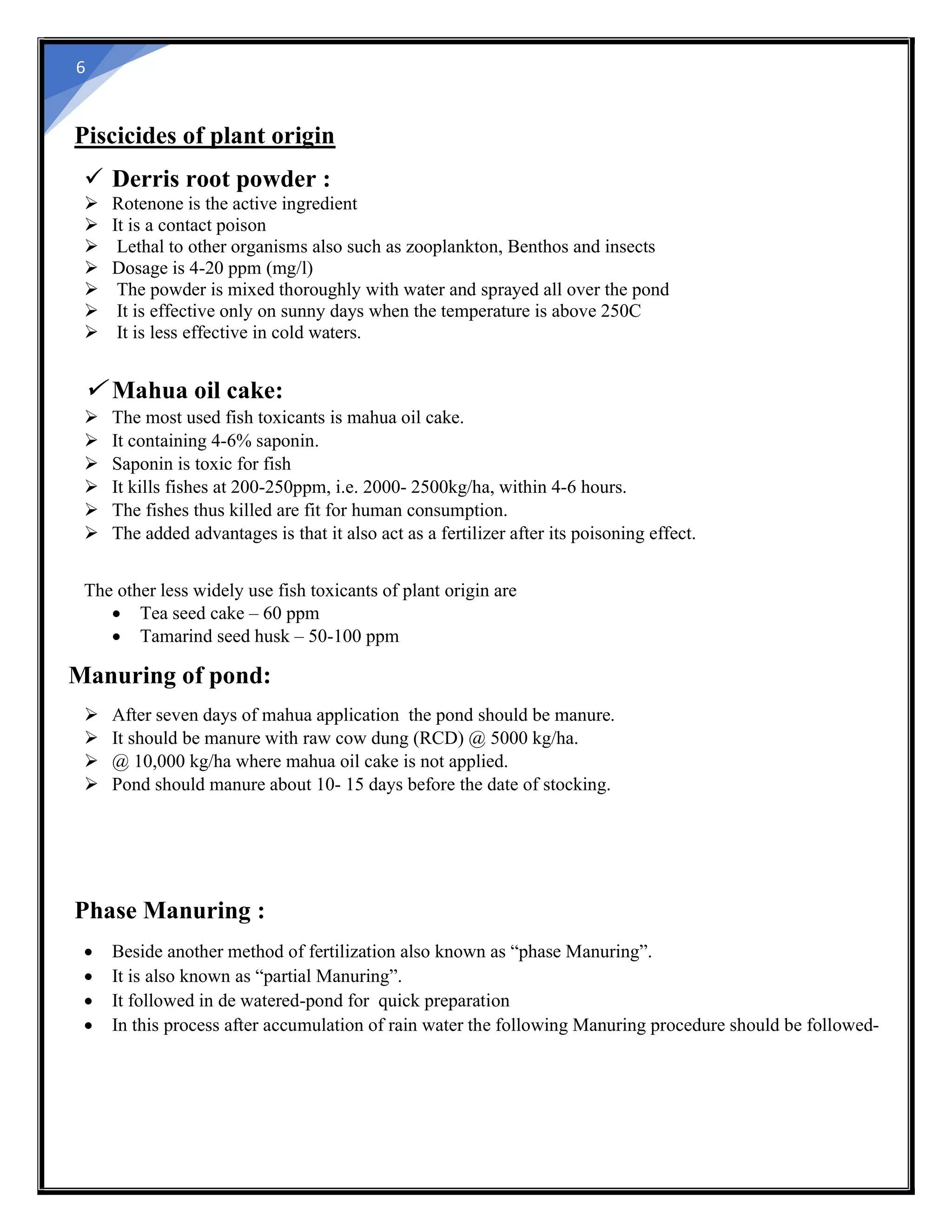 Pre stocking management of nursery pond | PDF