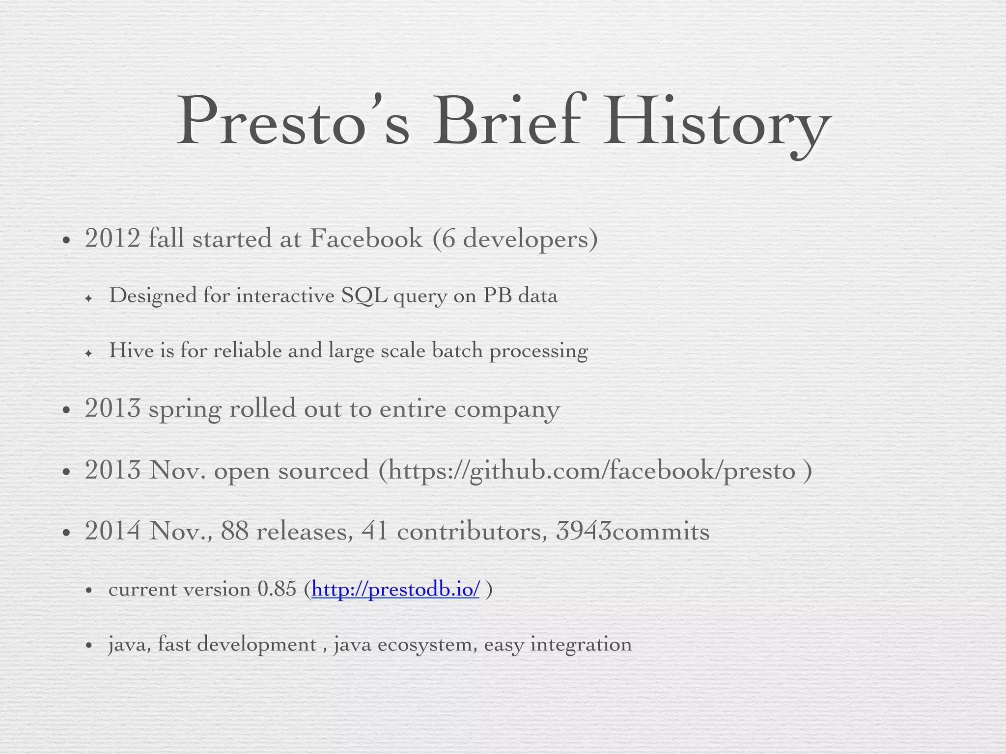 Facebook Presto presentation | PPT