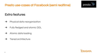 Presto - Analytical Database. Overview and use cases. | PDF
