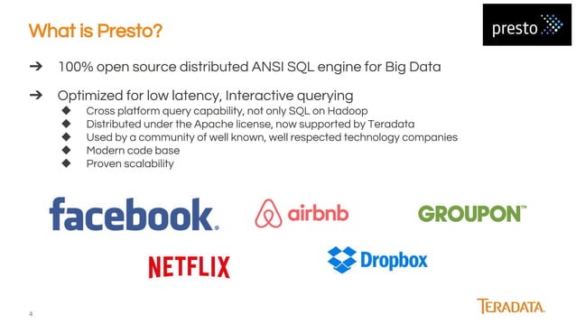 Presto - Analytical Database. Overview and use cases. | PDF