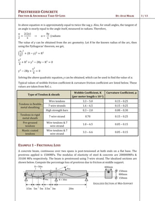 Prestress loss due to friction & anchorage take up | PDF