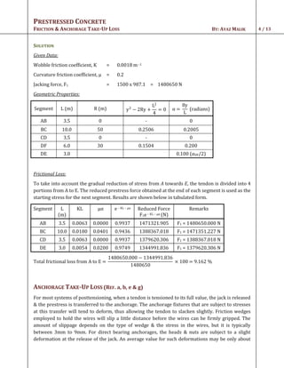 Prestress loss due to friction & anchorage take up | PDF