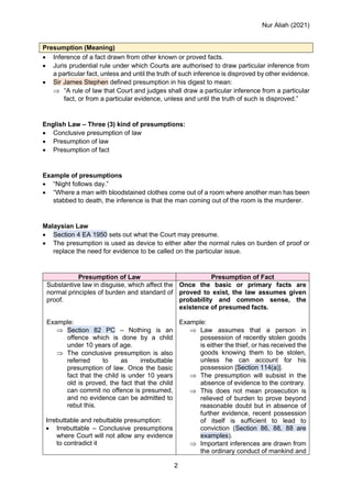 PRESUMPTION AND JUDICIAL NOTICE | PDF