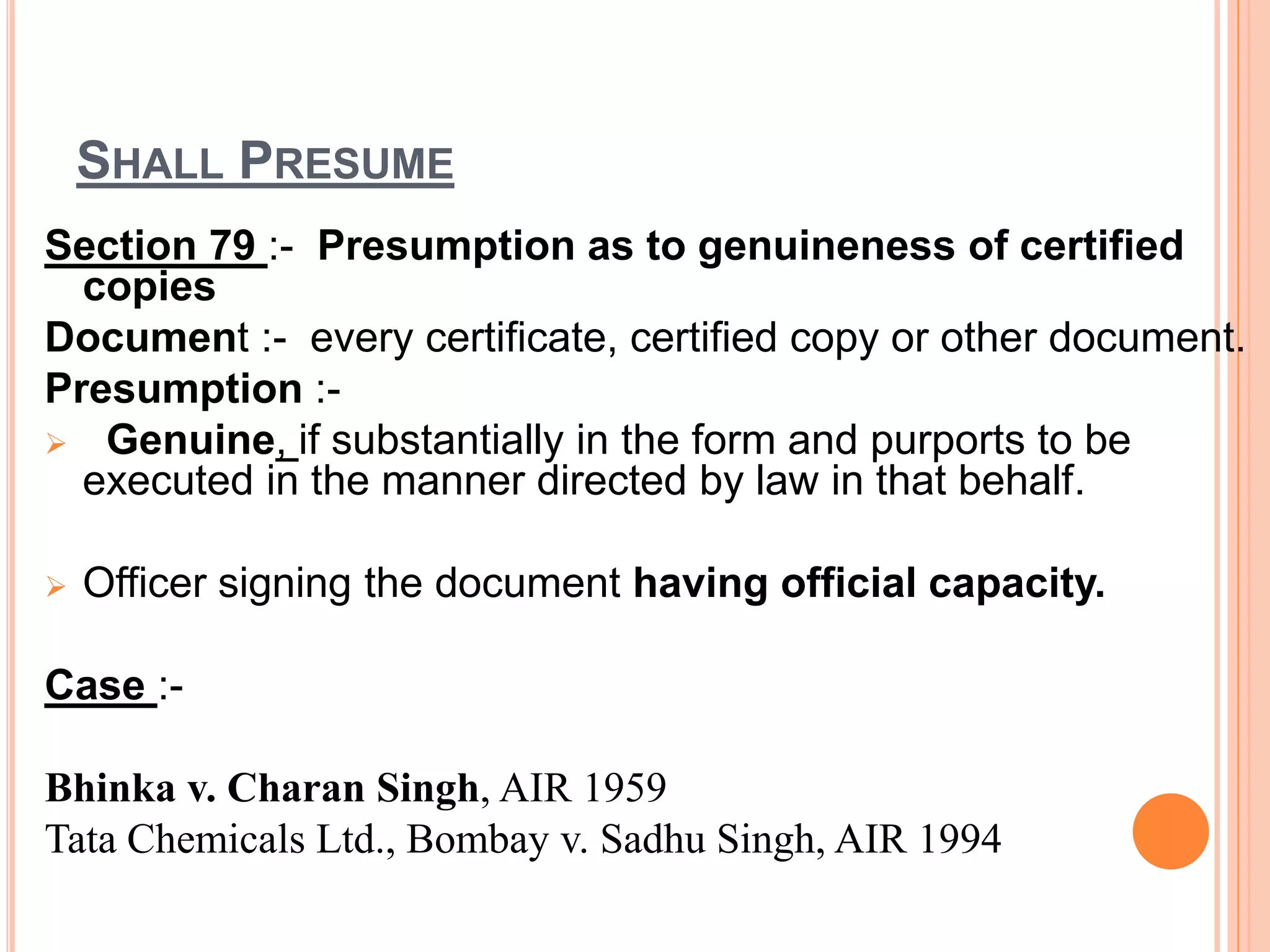 Presumption as to documents | PPTX