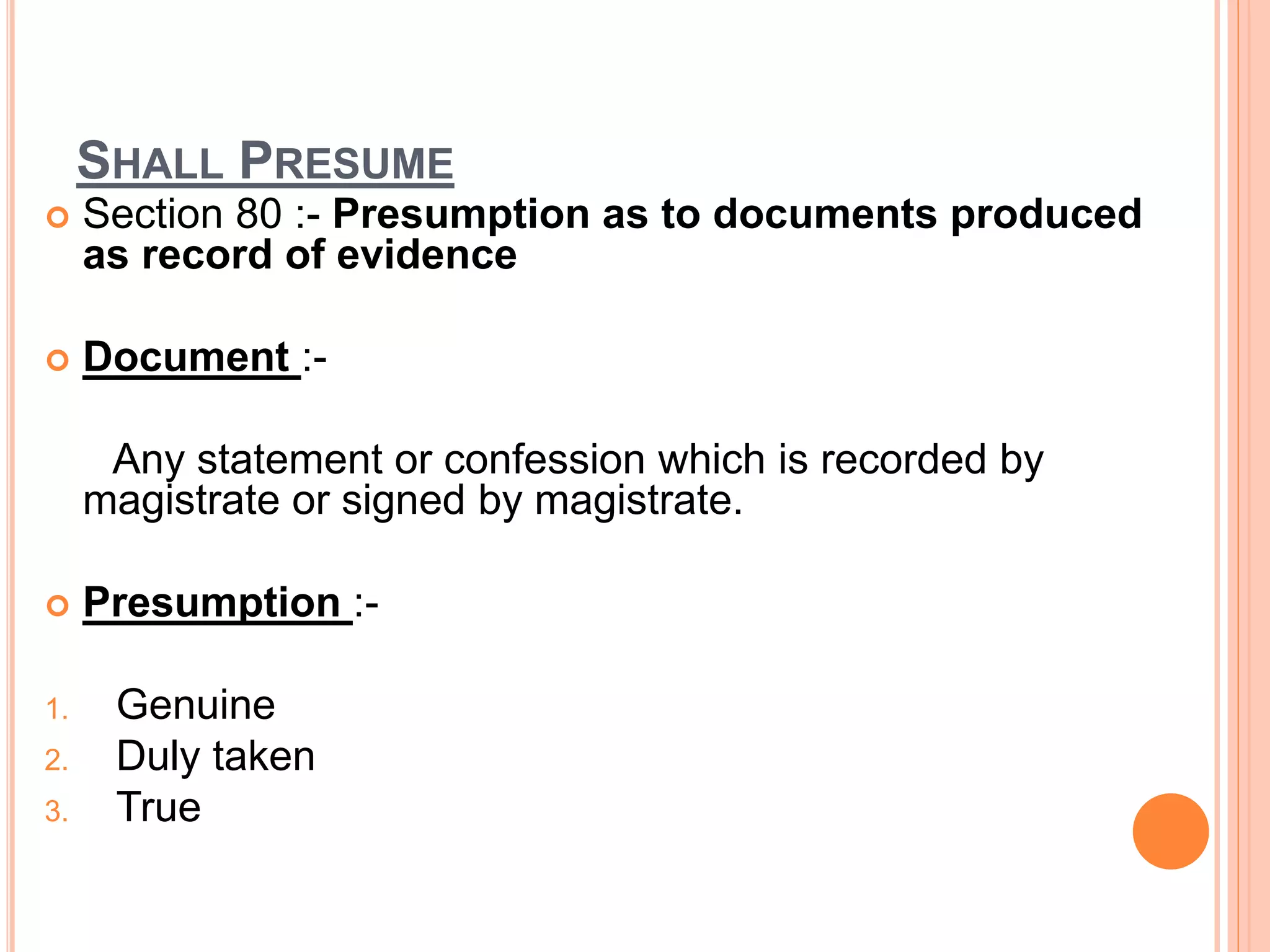 Presumption as to documents | PPTX
