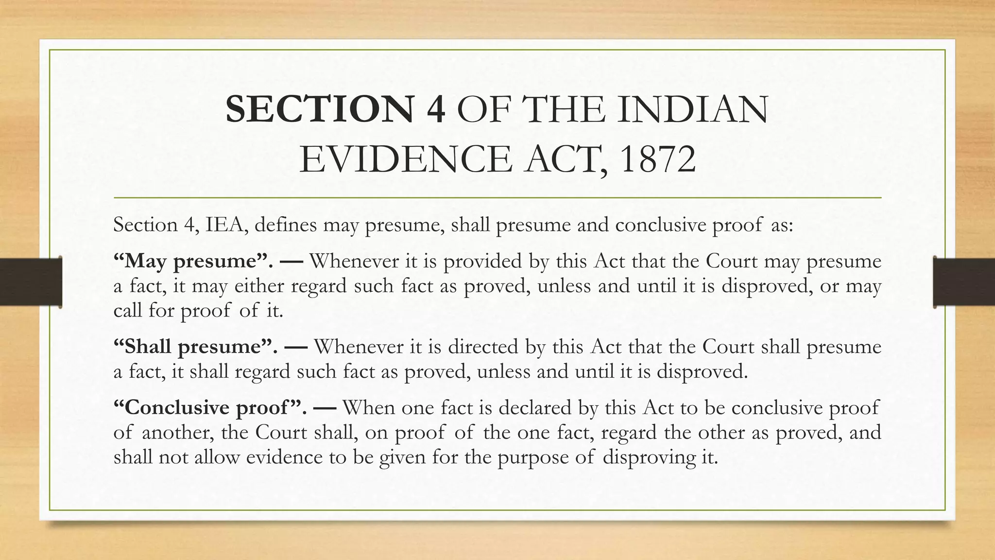 PRESUMPTIONS UNDER THE INDIAN EVIDENCE ACT, 1872.pptx