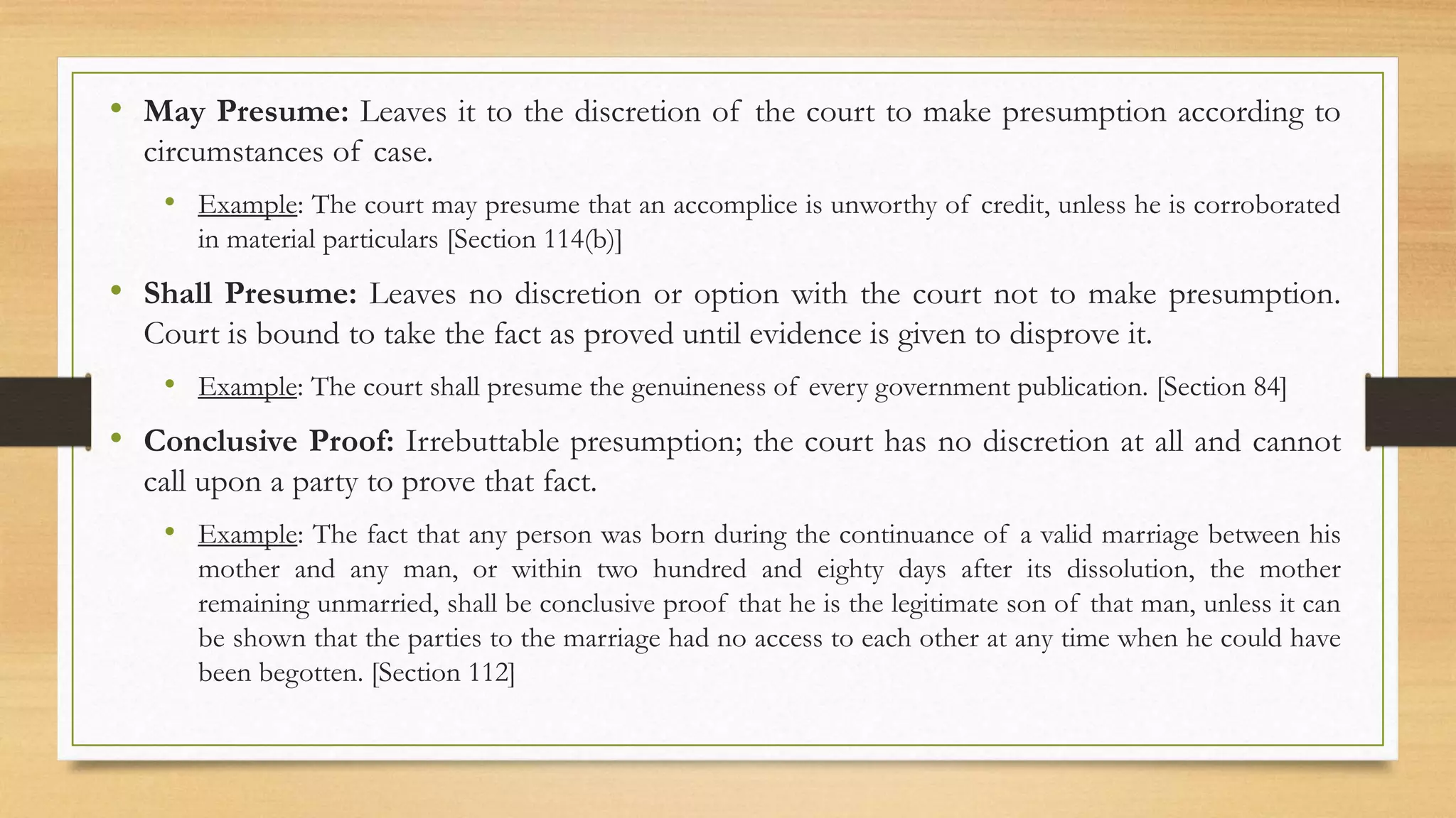 PRESUMPTIONS UNDER THE INDIAN EVIDENCE ACT, 1872.pptx