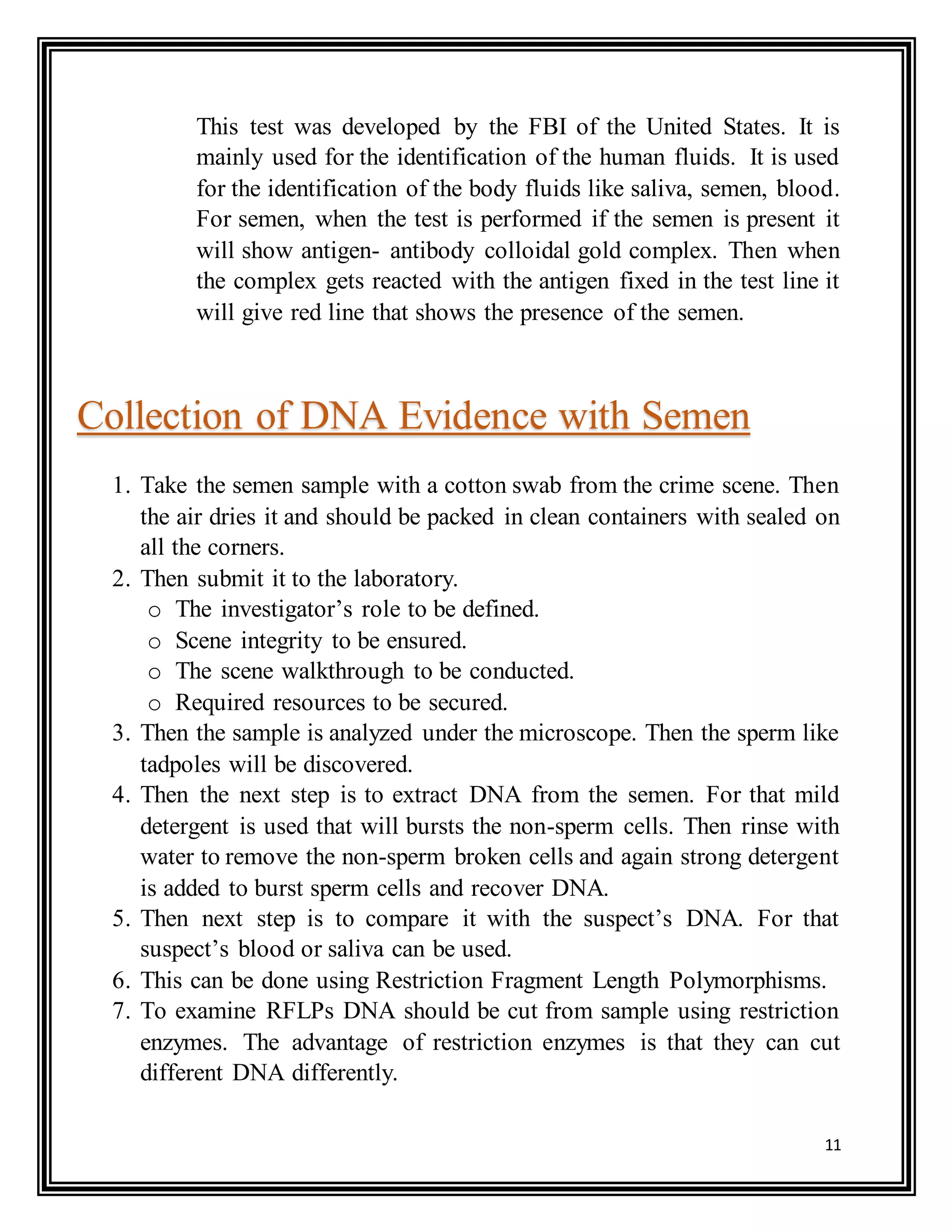 Presumptive test for seminal fluid | DOCX