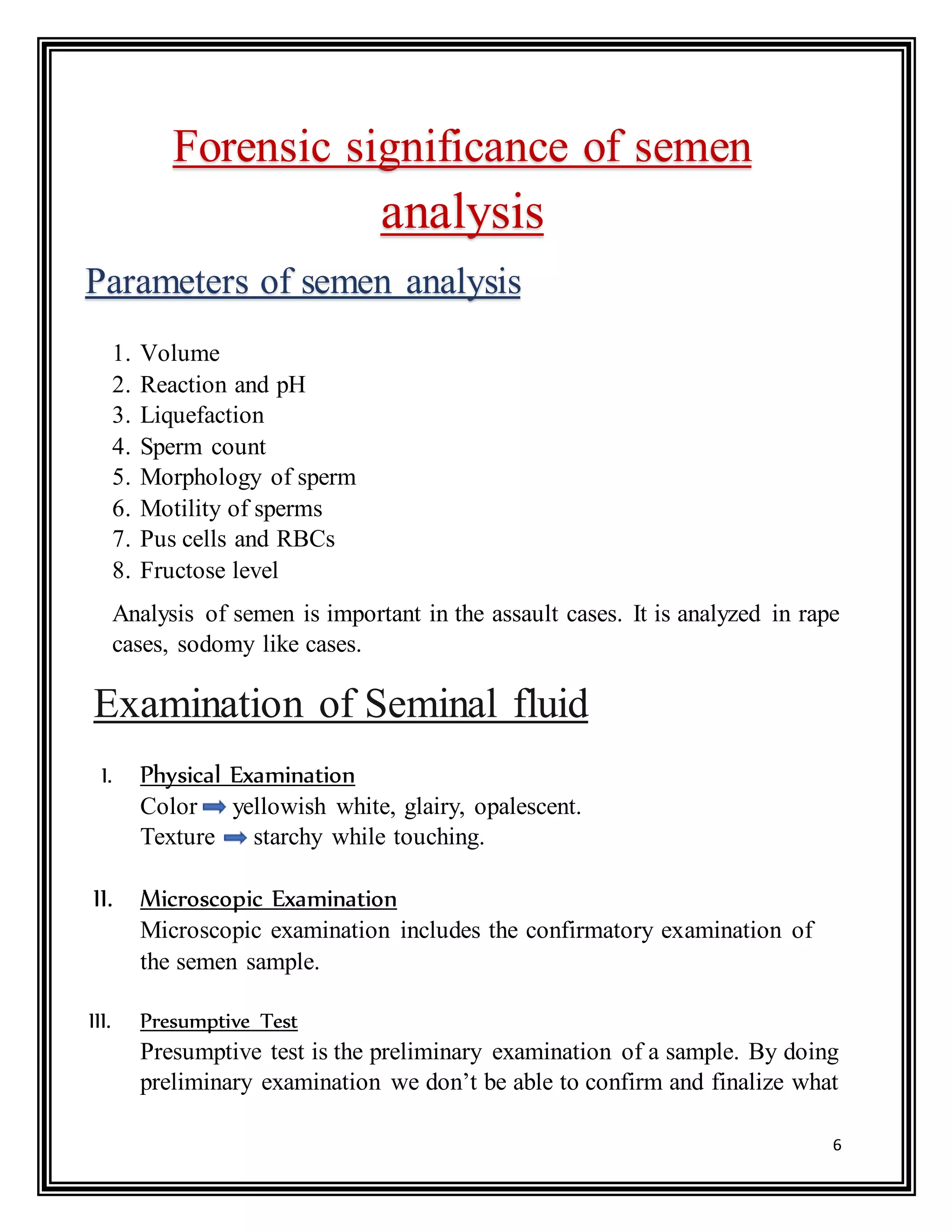 Presumptive test for seminal fluid | DOCX