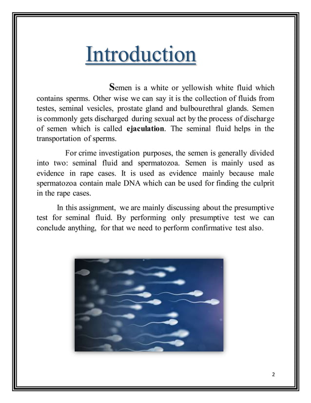 Presumptive test for seminal fluid | DOCX | Infertility | Reproductive ...