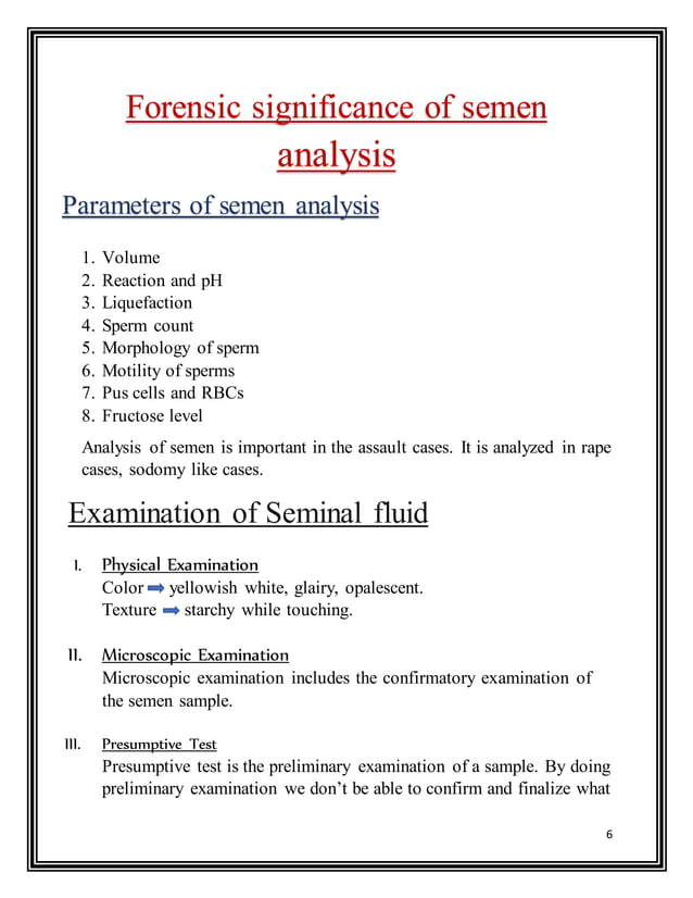 Presumptive test for seminal fluid | DOCX | Infertility | Reproductive ...