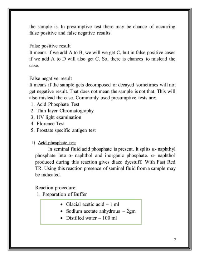 Presumptive test for seminal fluid | DOCX | Infertility | Reproductive ...