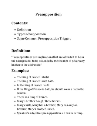Presupposition. | PDF | Free Download