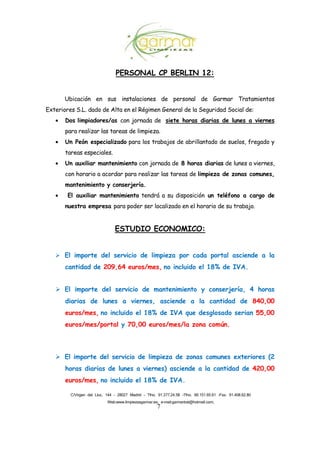 Presupuesto berlín garmar | PDF