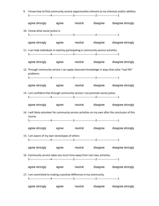 Pre survey service learning | DOCX