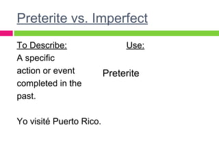 Spanish 3 Notes on Preterite vs. Imperfect | PPT