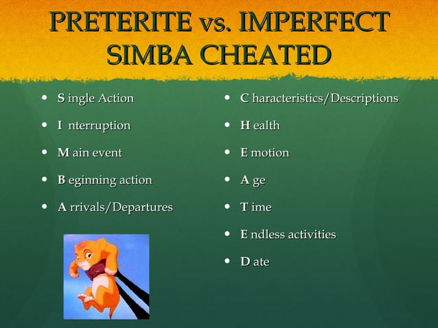 Preterite imperfect mnemonic | PPT
