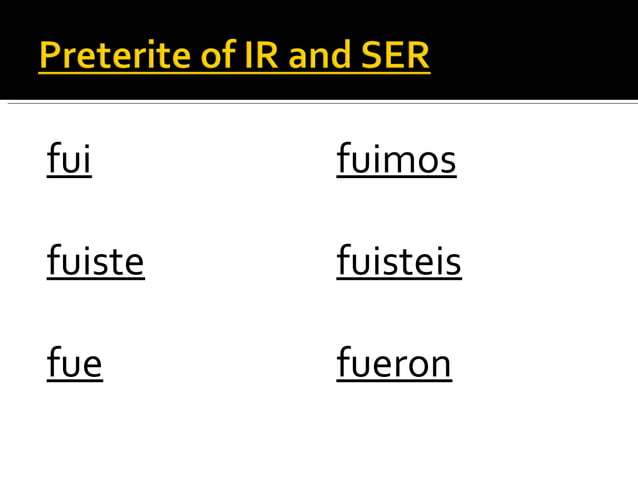 Preterite ir ser car gar zar verbs | PPT