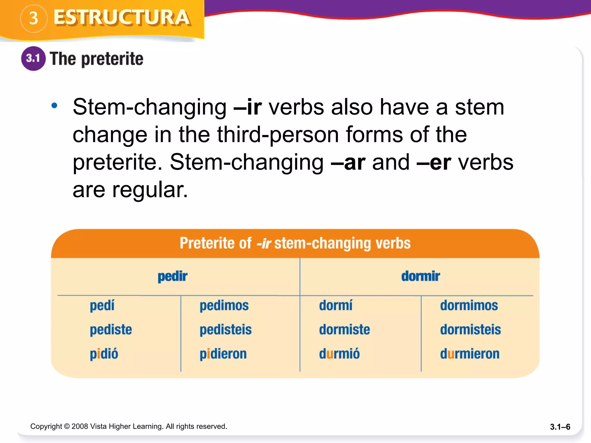 Preterite verb summary | PPT