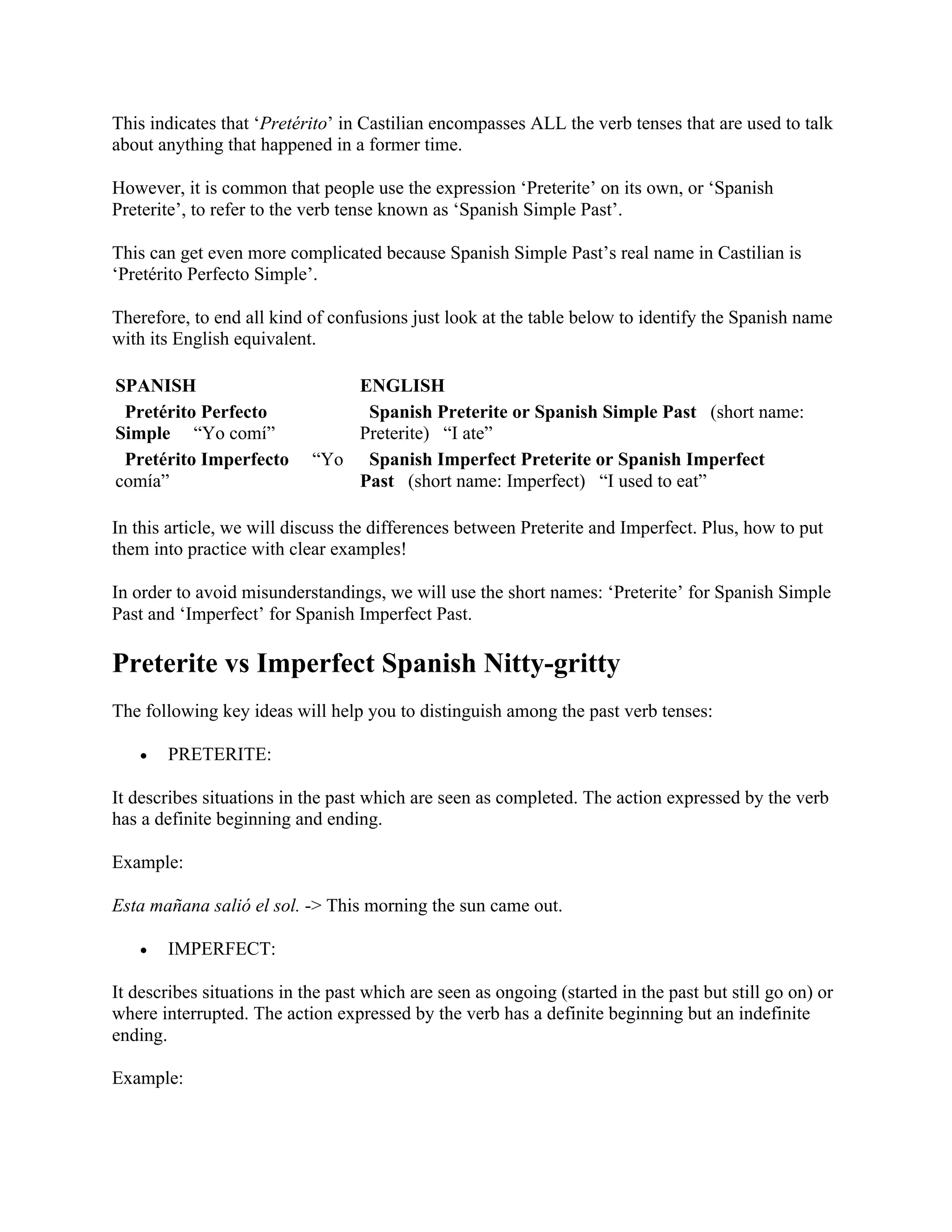 Preterite vs Imperfect In Spanish | PDF