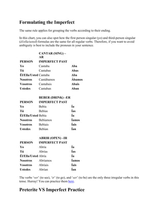 Preterite vs Imperfect In Spanish | PDF