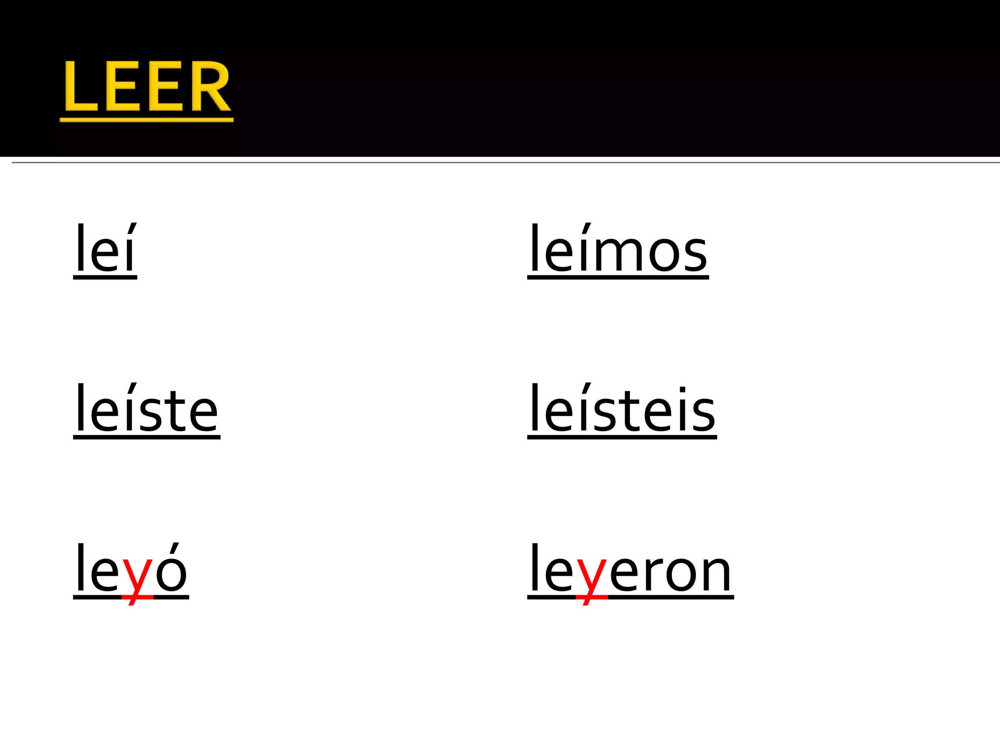 Preterite with i to y stem changes | PPT